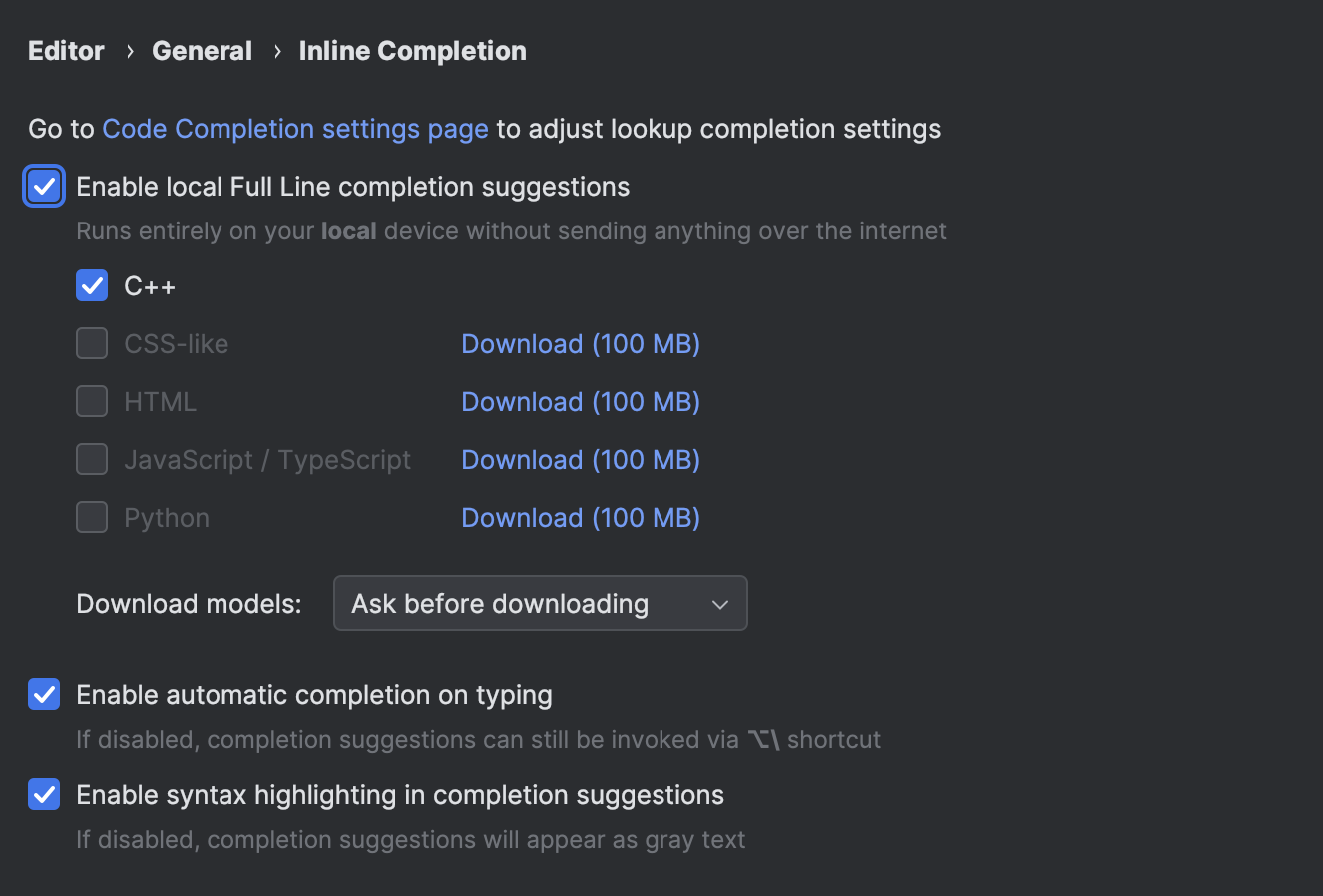 Full Line code completion | CLion Documentation