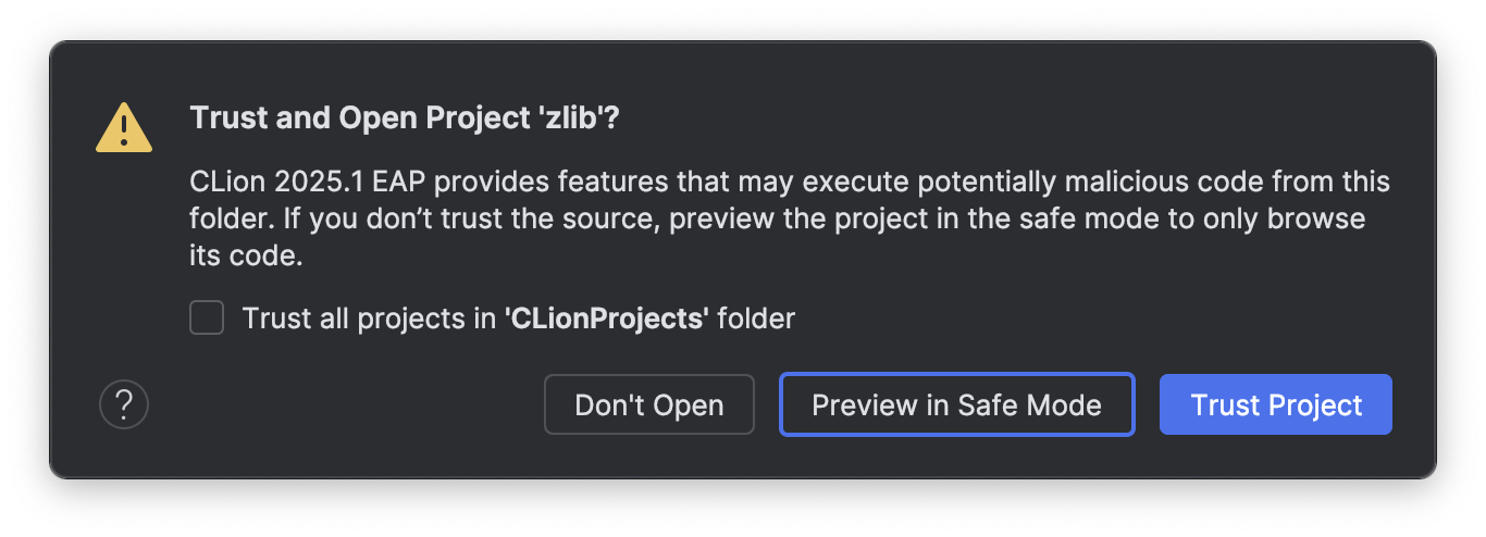 Project security | CLion Documentation