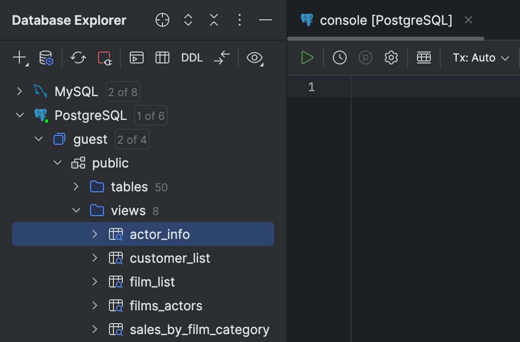 Views | DataGrip Documentation