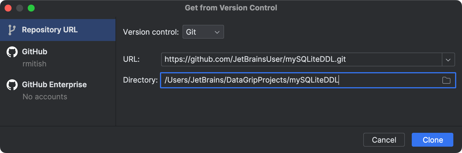 Databases in the Version Control System | DataGrip Documentation