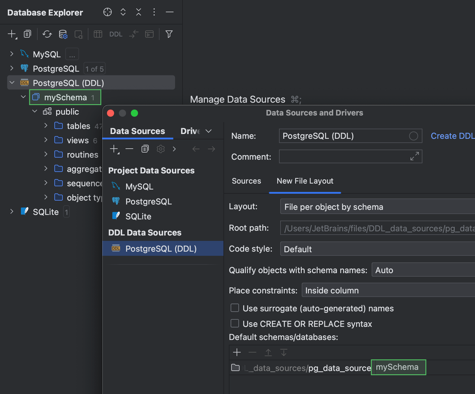 DDL data sources | DataGrip Documentation