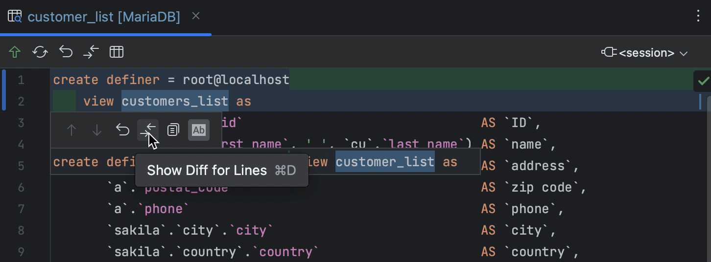 修改数据库对象的源代码 | IntelliJ IDEA 文档