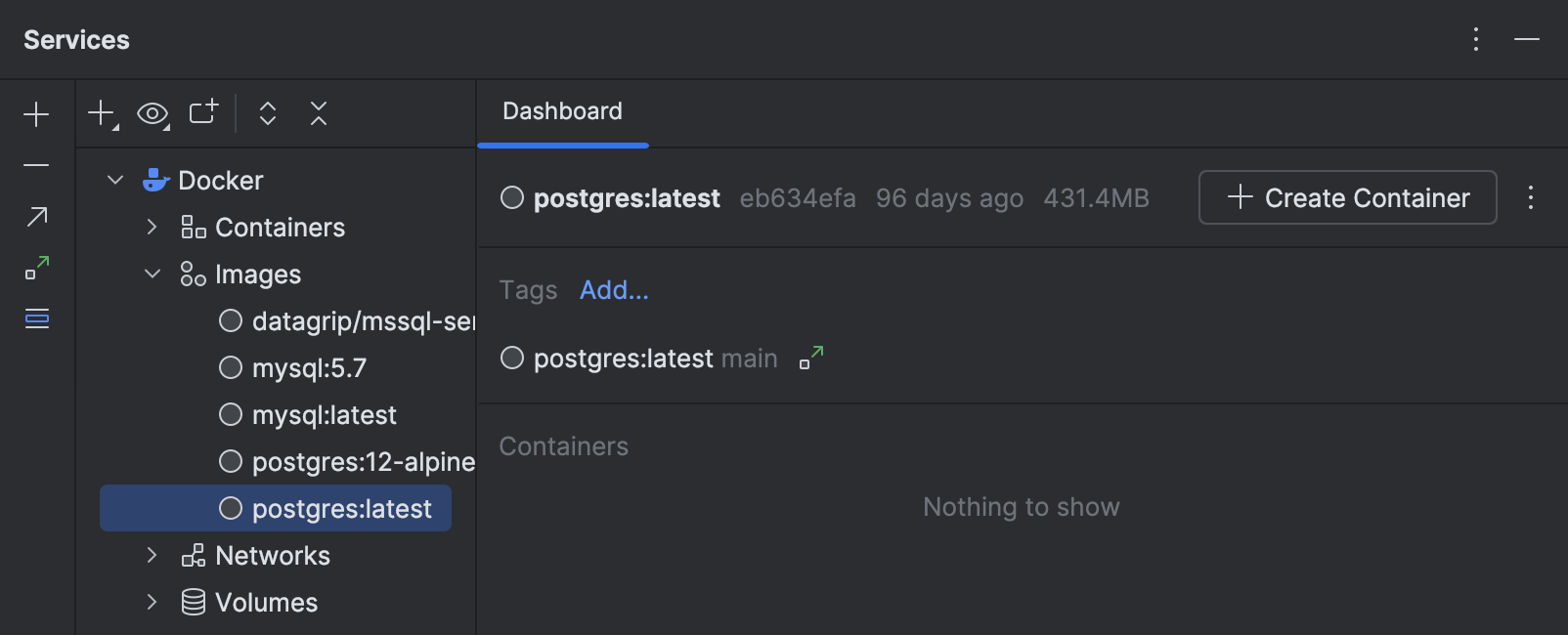 Run a database in a Docker container | DataGrip Documentation
