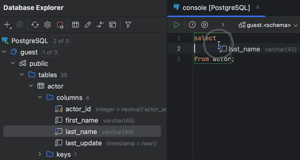 Columns | DataGrip Documentation