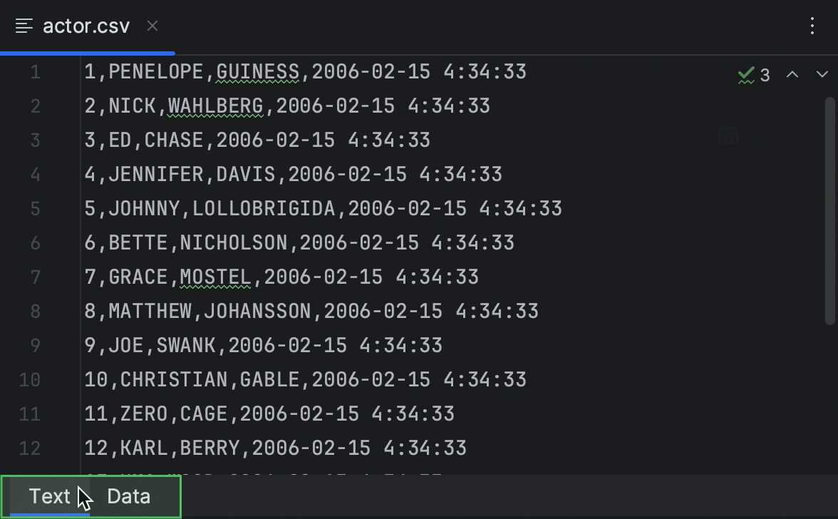 Edit DSV files as tables | RustRover Documentation