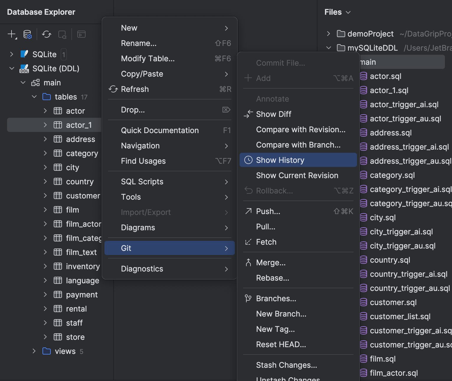 Databases in the Version Control System | DataGrip Documentation