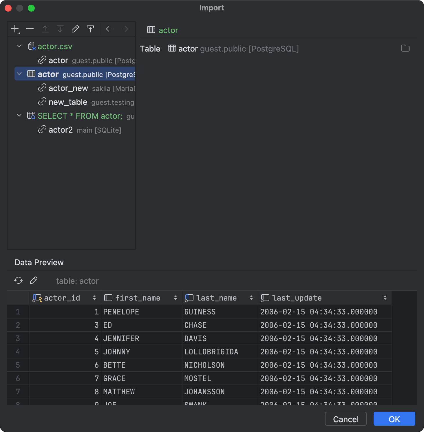 Import | DataGrip Documentation