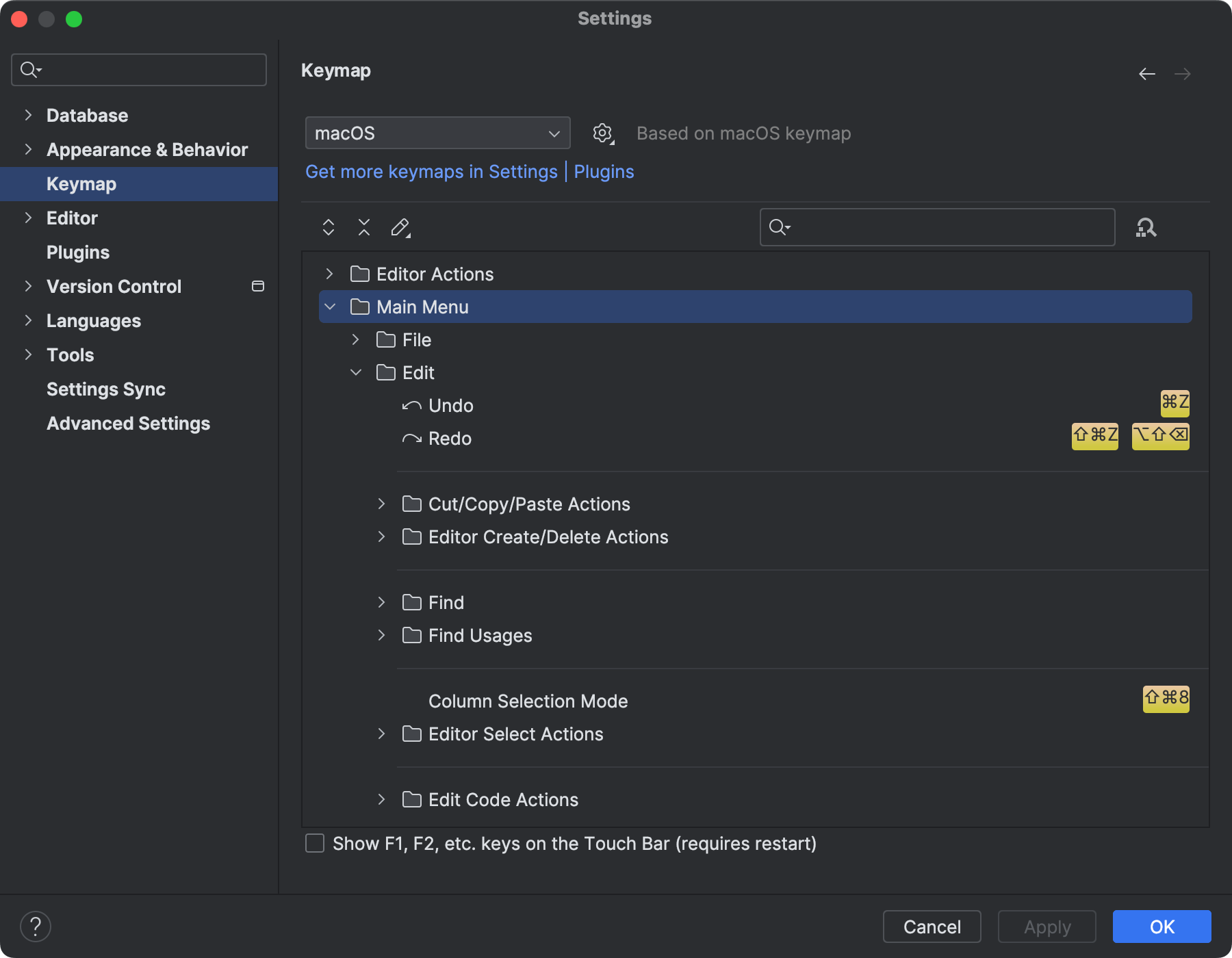 Configure keyboard shortcuts | DataGrip Documentation