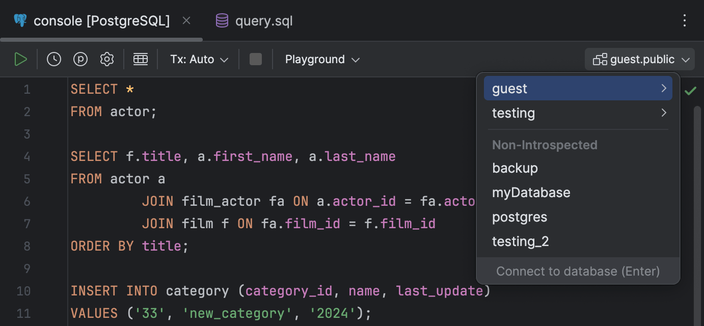 Run queries | PyCharm Documentation
