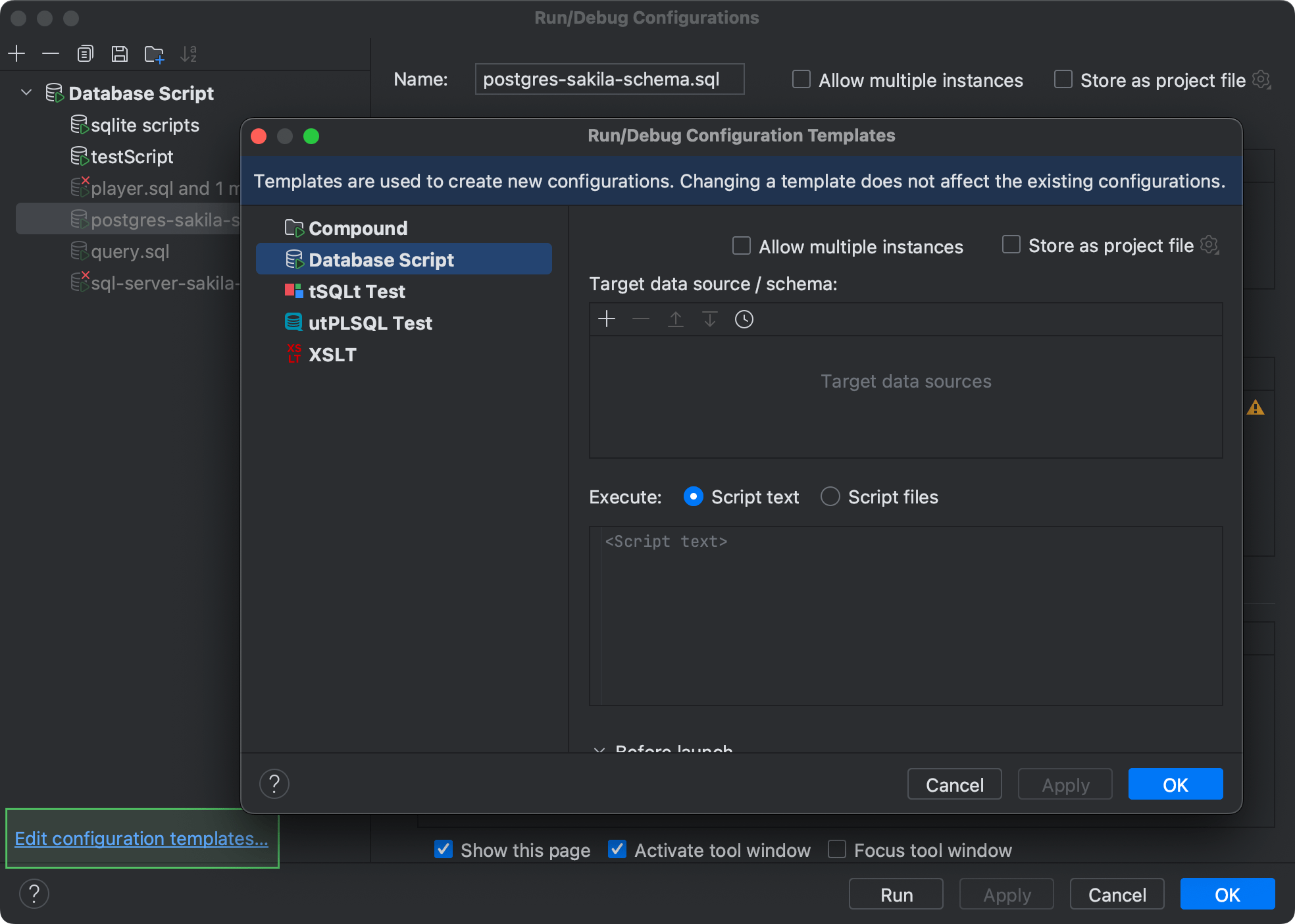 Run/debug configurations | DataGrip Documentation