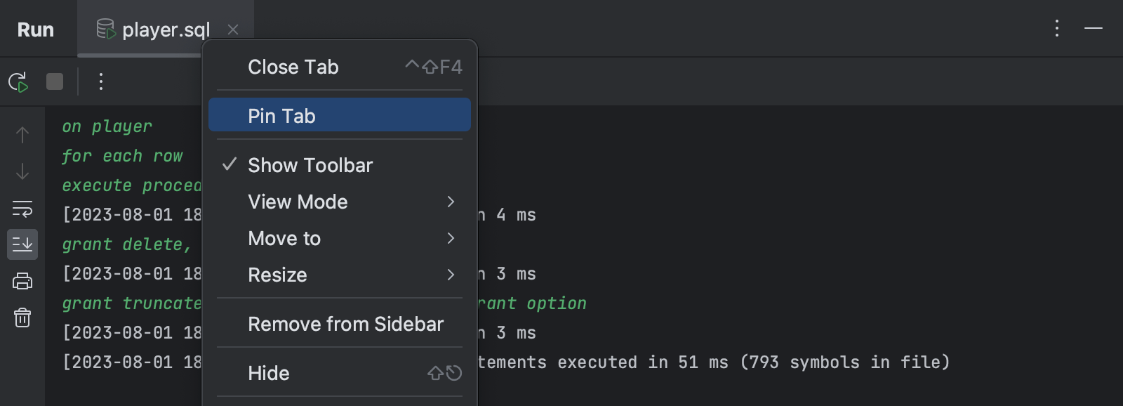 Run Tool Window Datagrip Documentation