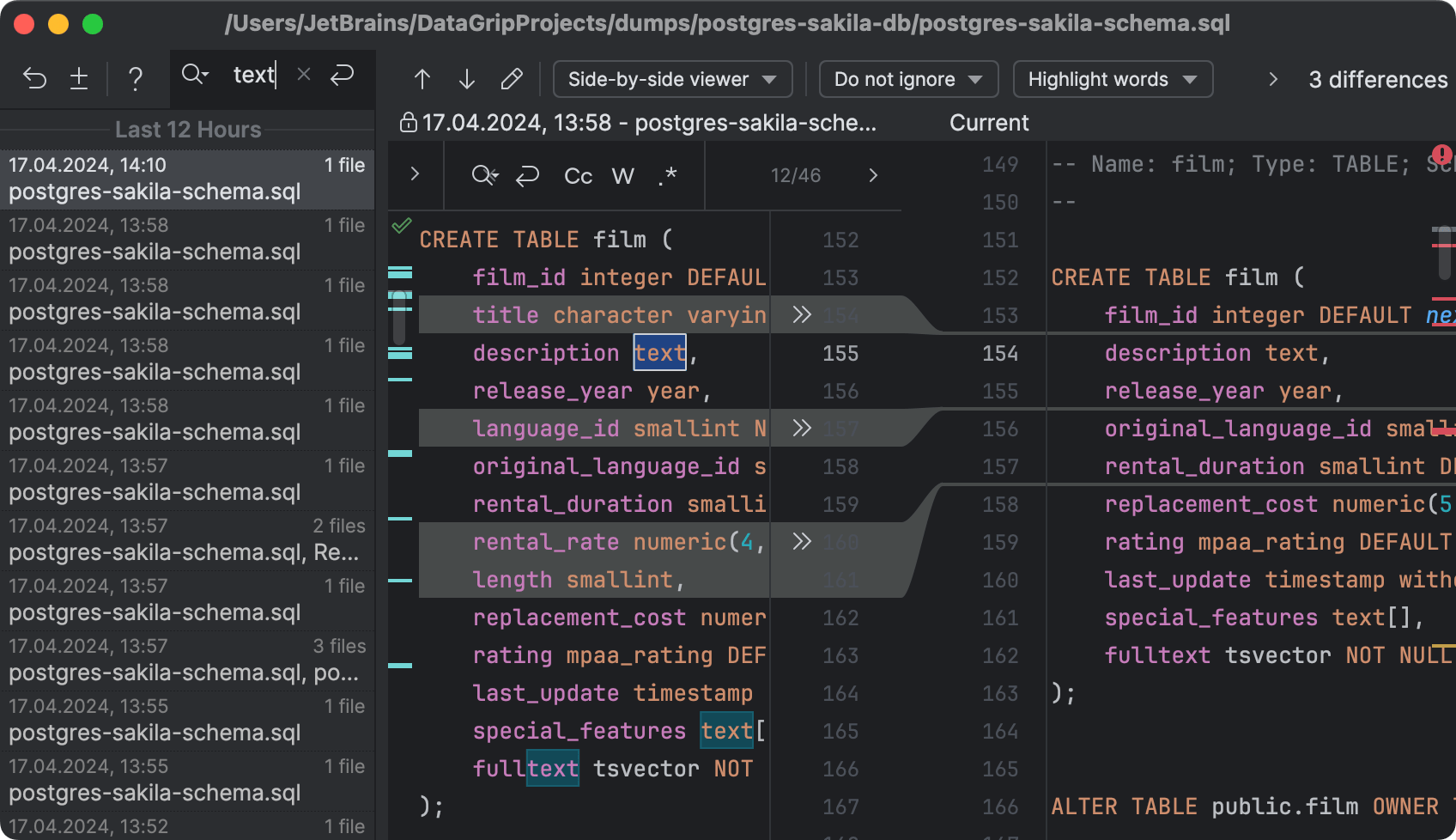 Local History | DataGrip Documentation