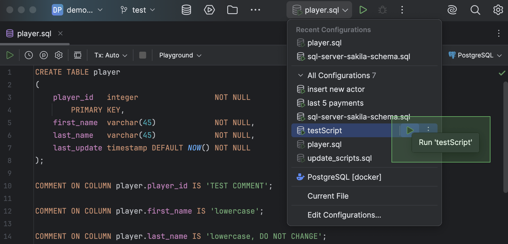Run/debug configurations | DataGrip Documentation