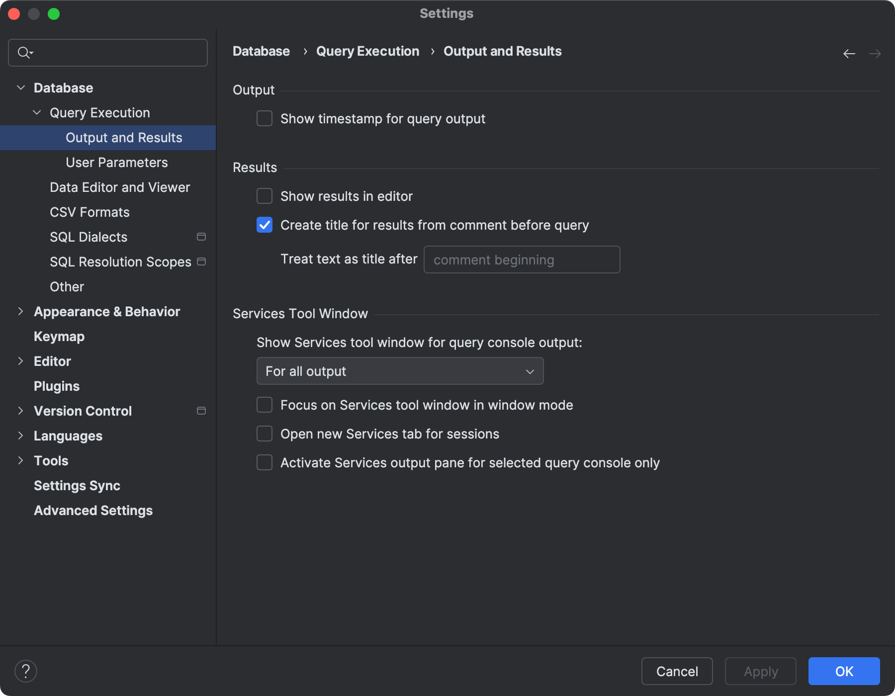 Output and Results | DataGrip Documentation