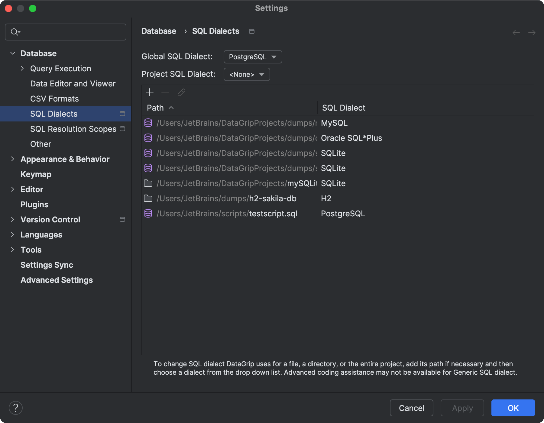 SQL Dialects | DataGrip Documentation