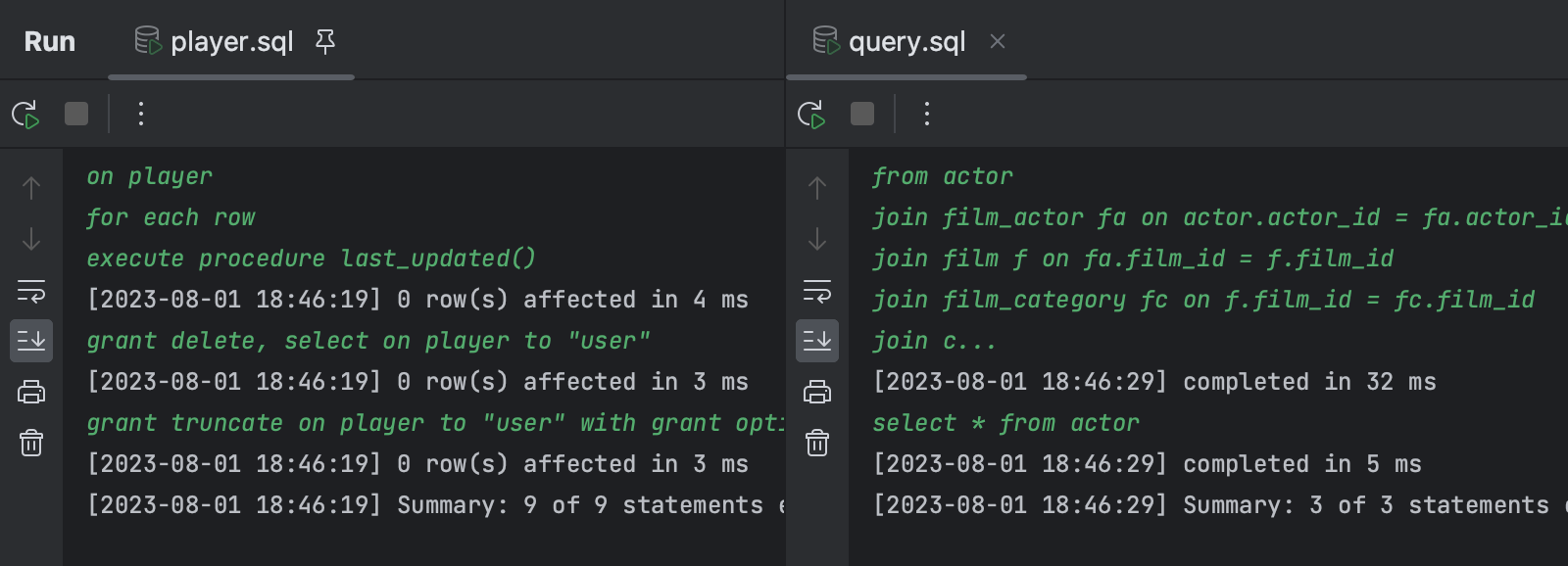 Run tool window | DataGrip Documentation