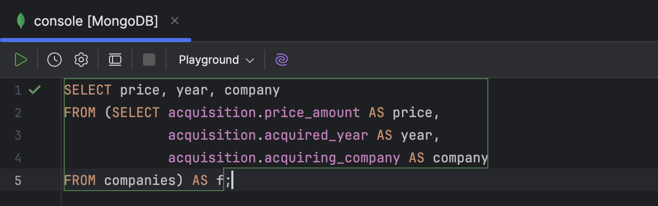 SQL for MongoDB | DataGrip Documentation