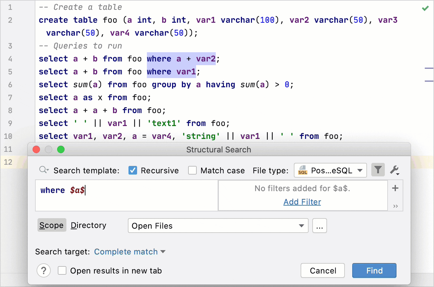 SQL templates | GoLand Documentation