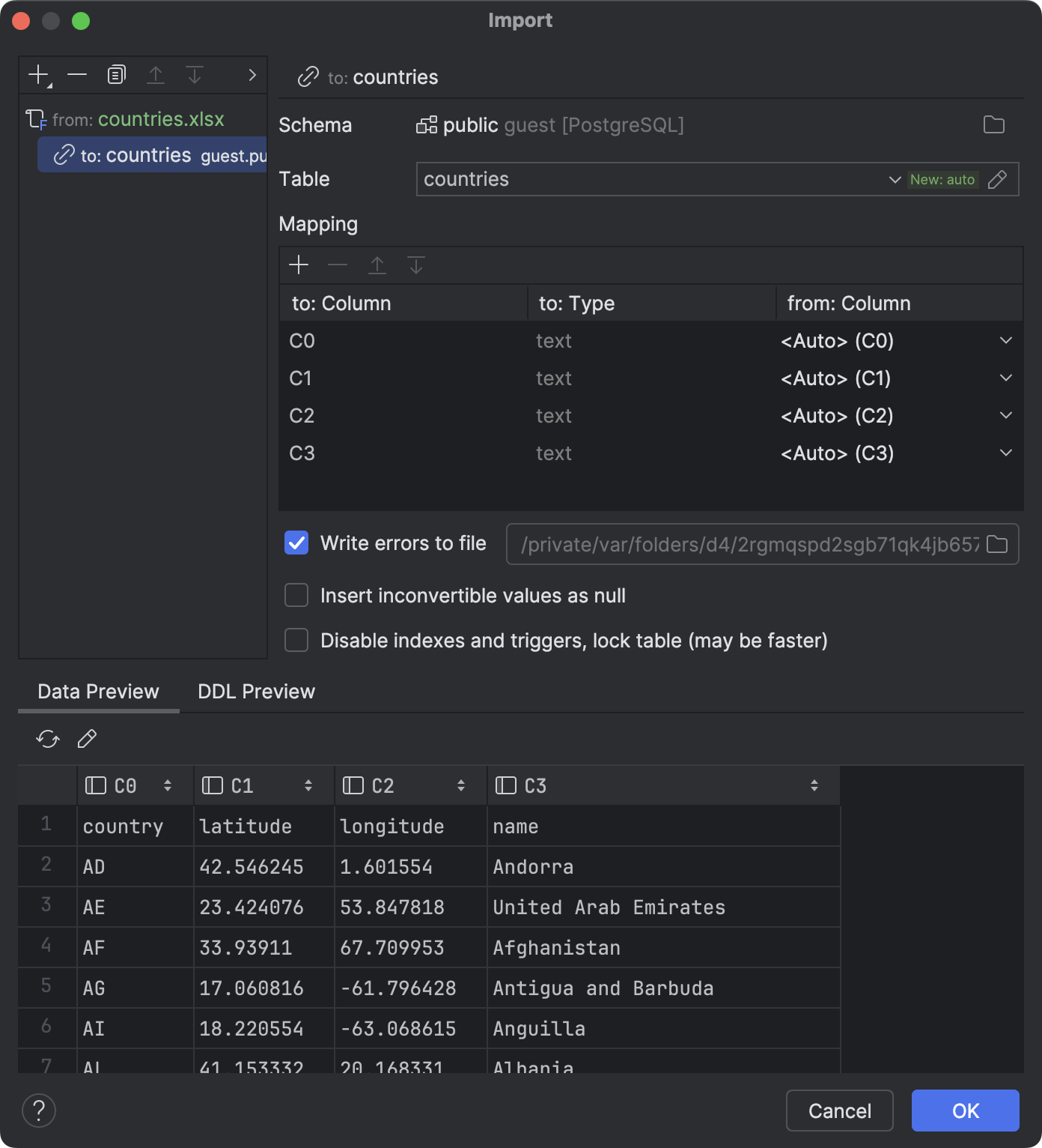 Import from Excel files | DataGrip Documentation