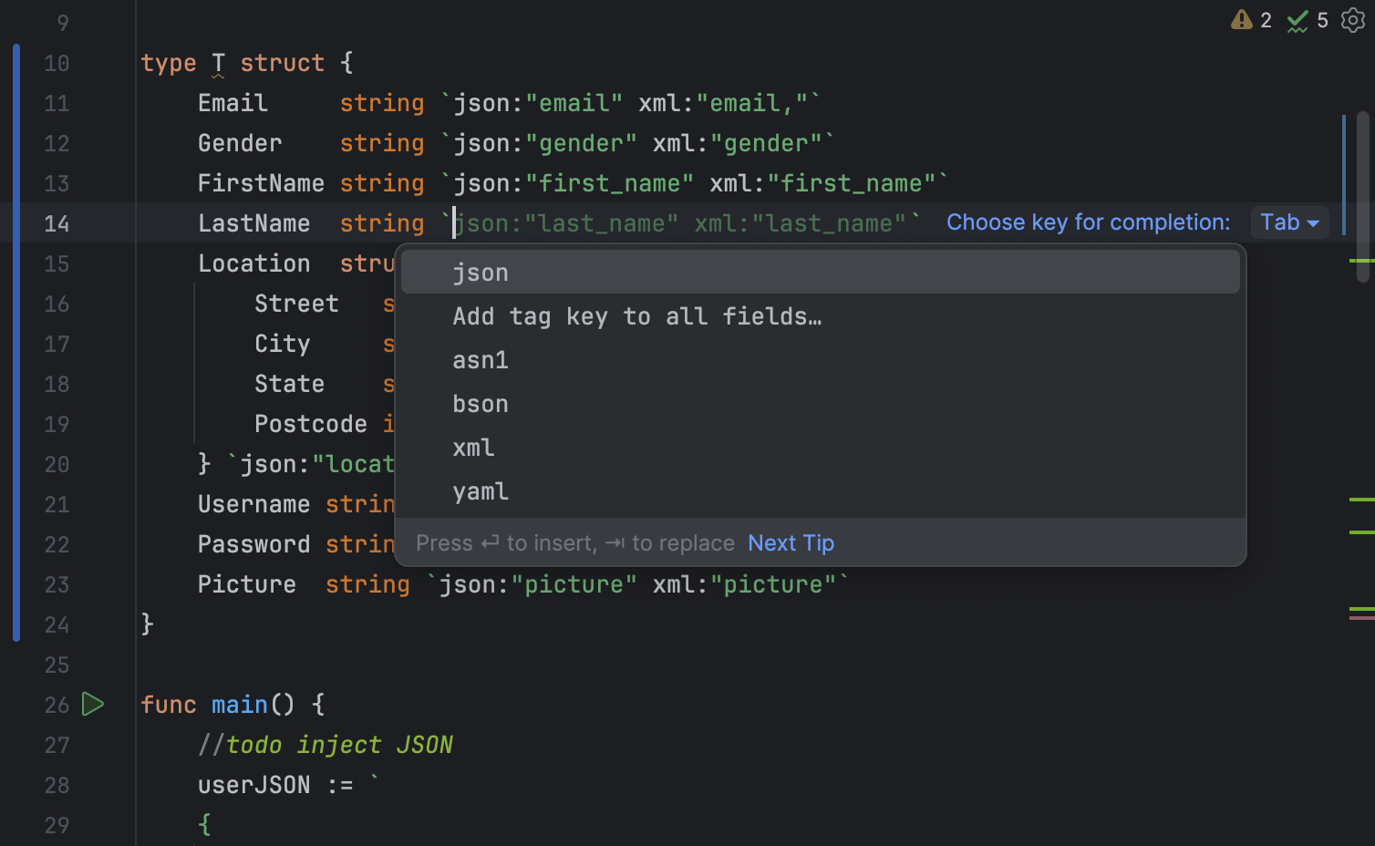 Working with JSON | GoLand Documentation