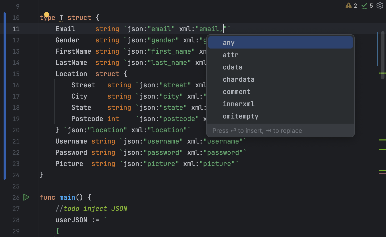 Working with JSON | GoLand Documentation