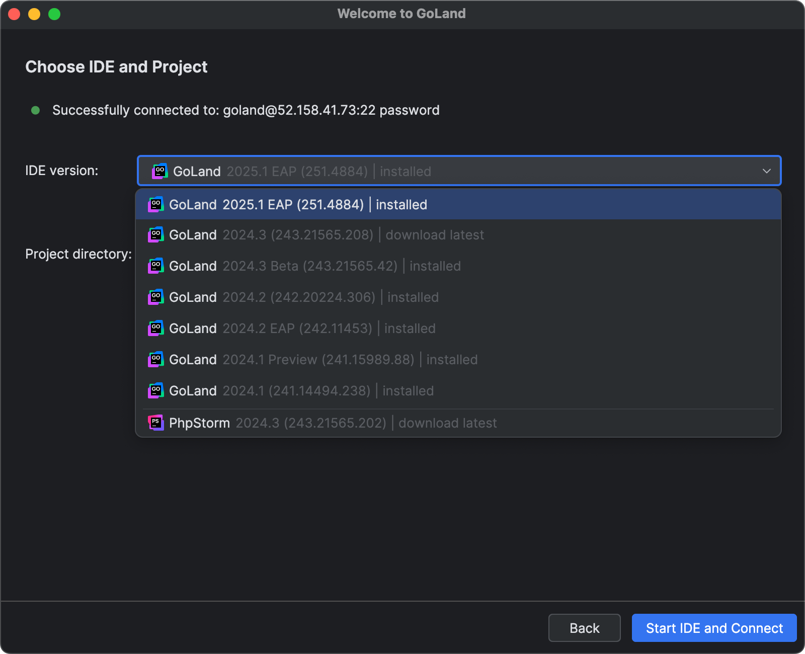 Connect to a remote server from GoLand | GoLand Documentation