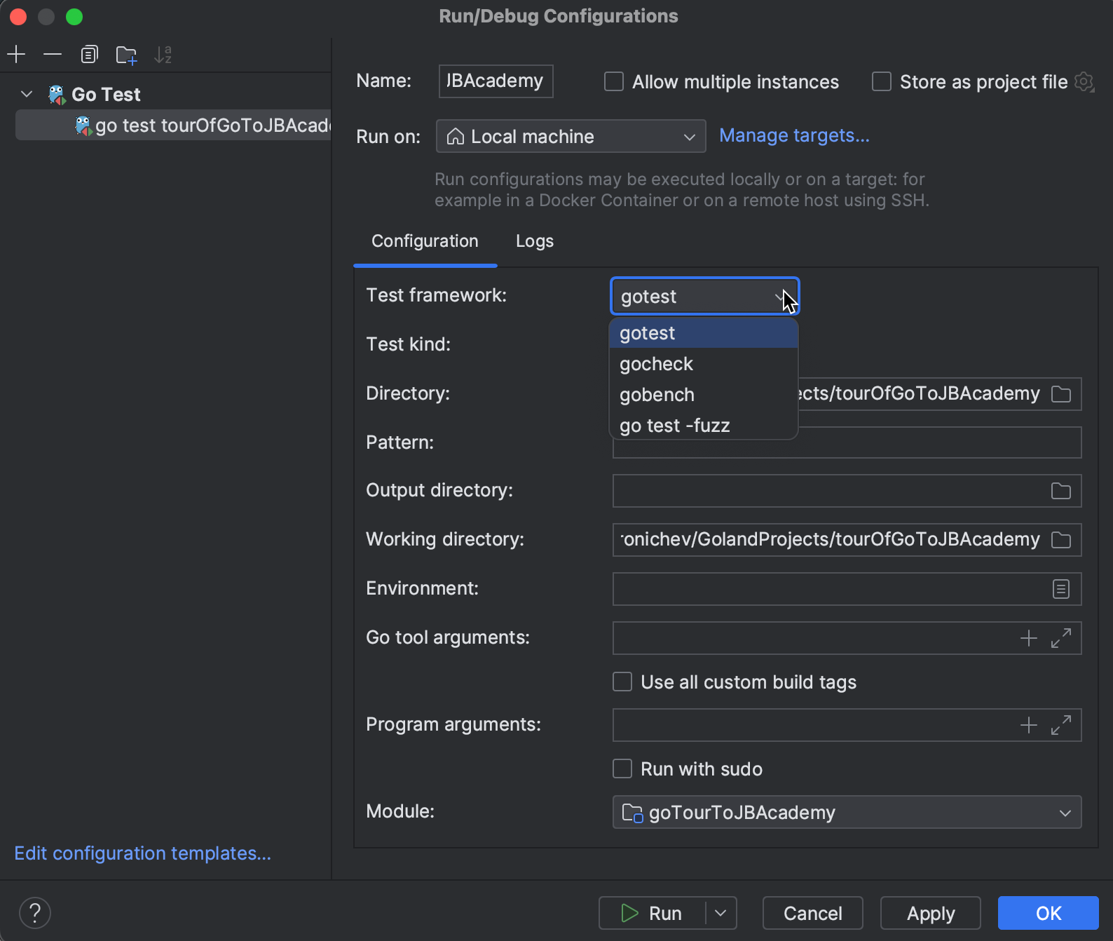 Testing Goland Documentation