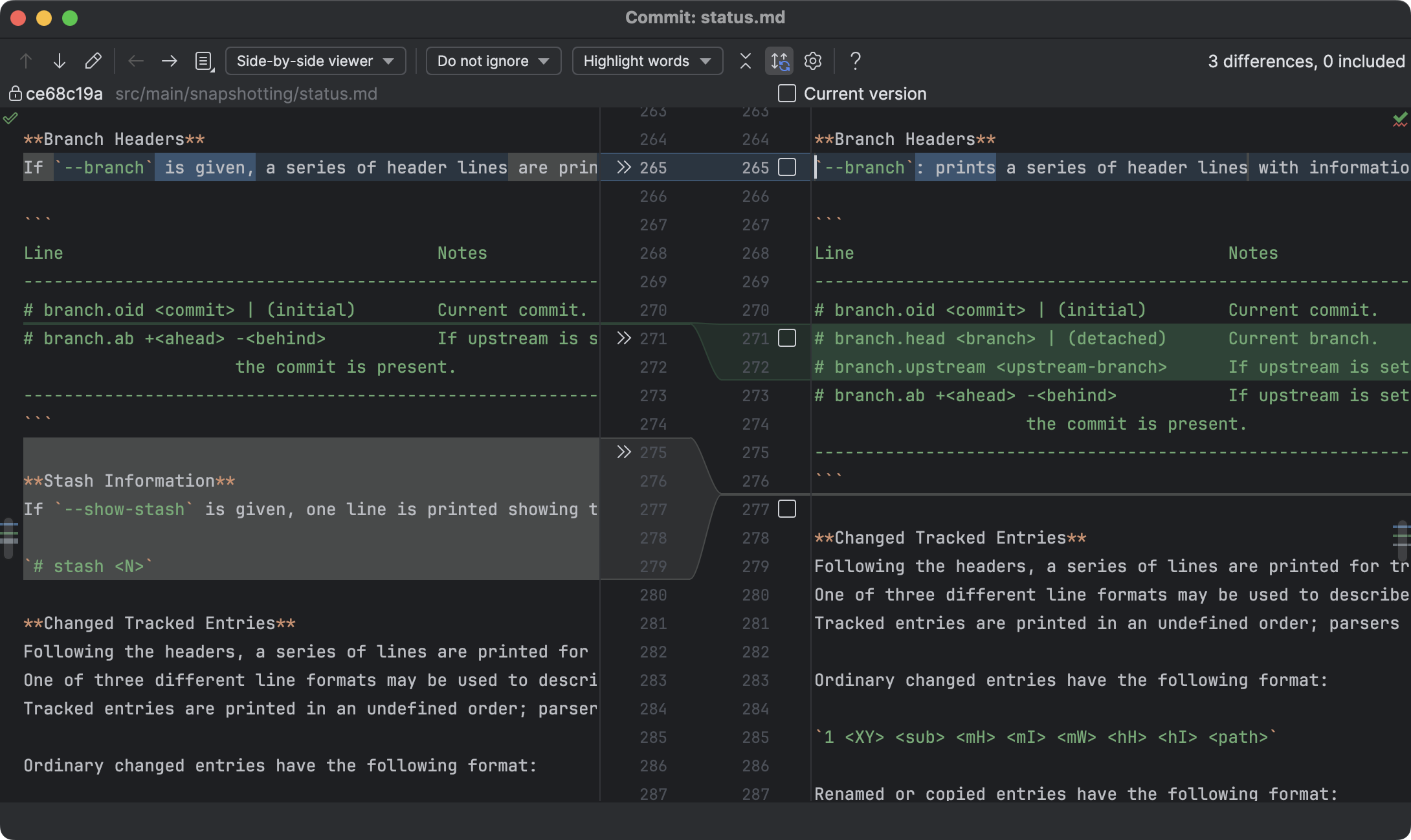 使用差异查看器比较文件和文件夹版本 | IntelliJ IDEA 文档