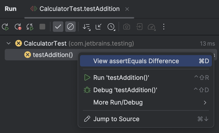 Explore test results | IntelliJ IDEA Documentation