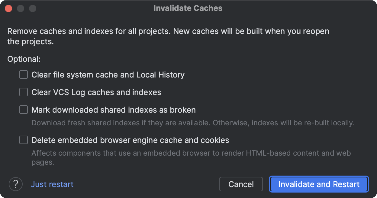 Invalidate caches | IntelliJ IDEA Documentation