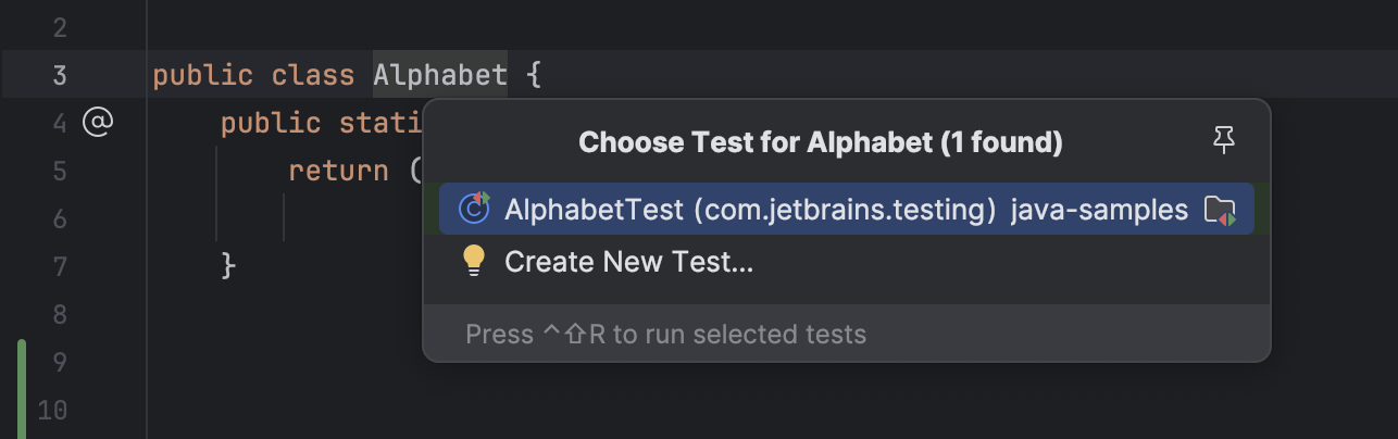 创建测试 | IntelliJ IDEA 文档