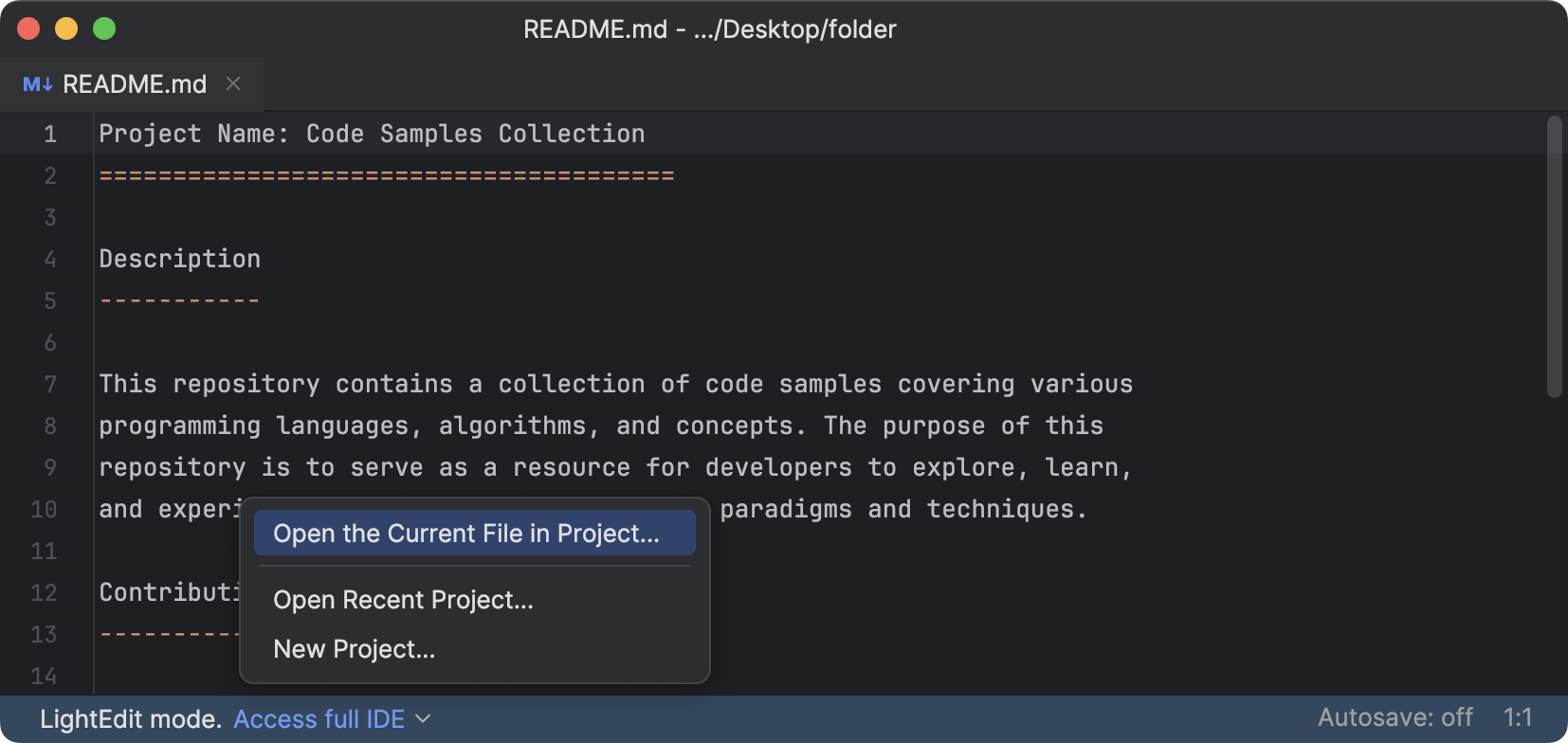 LightEdit mode | WebStorm Documentation