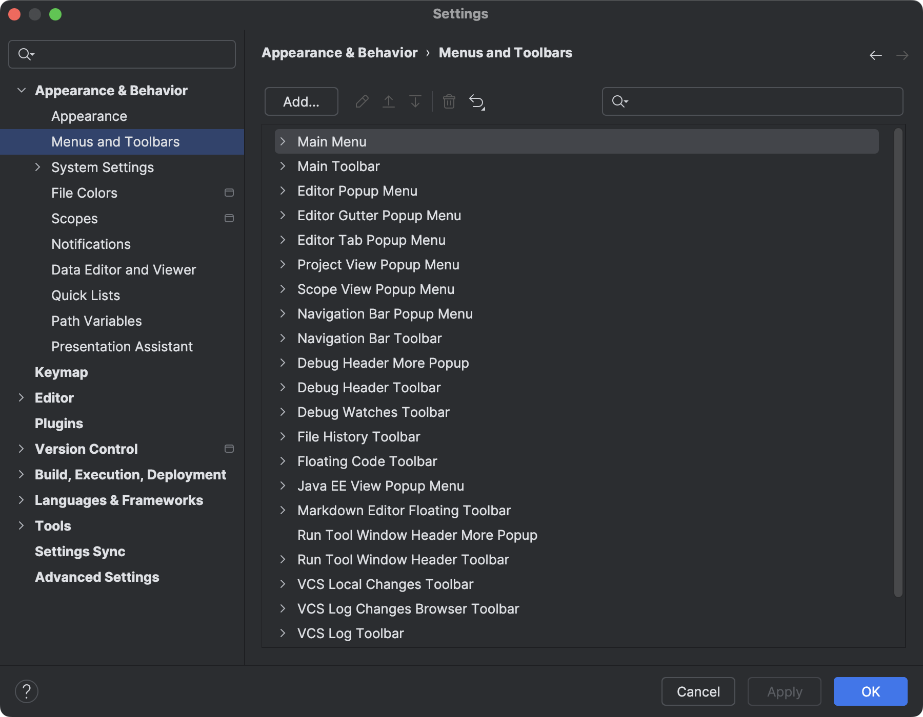 菜单和工具栏 | IntelliJ IDEA 文档