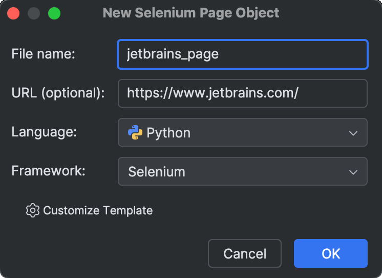 Selenium 页面对象 | PyCharm 文档