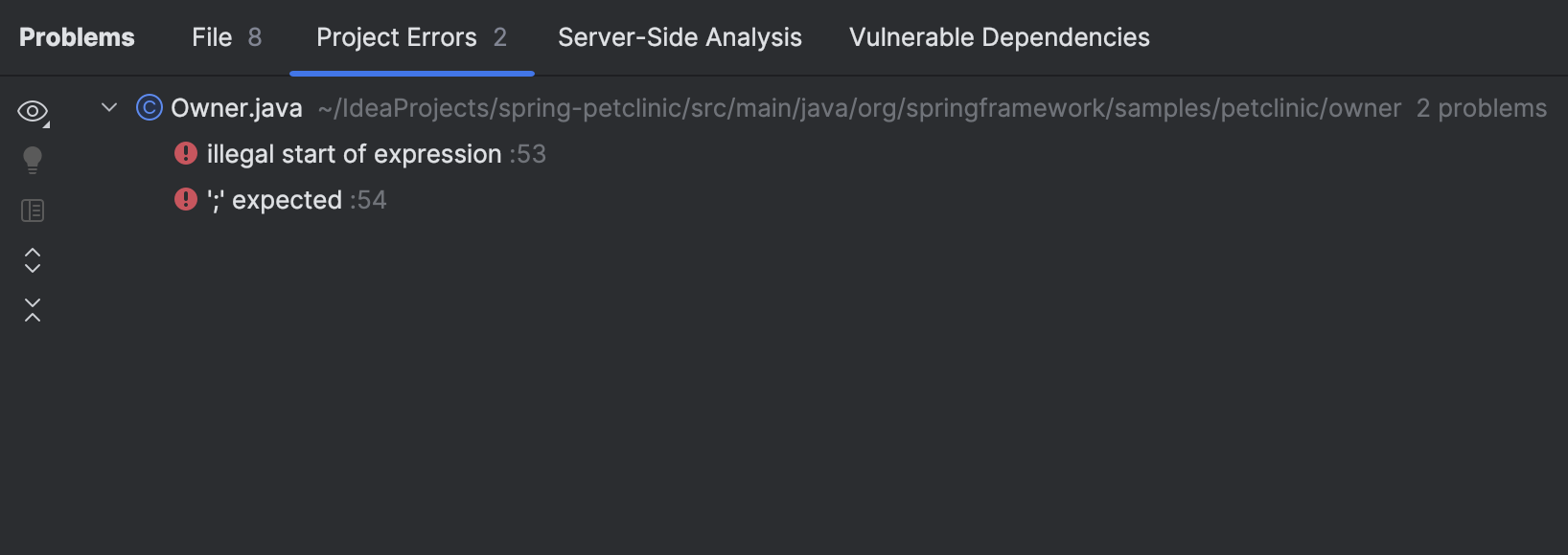 Problems 工具窗口 | IntelliJ IDEA 文档