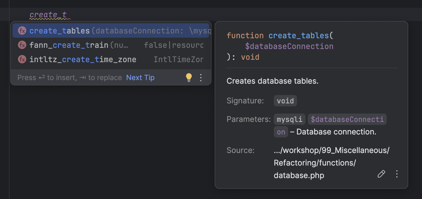 Code completion | PhpStorm Documentation
