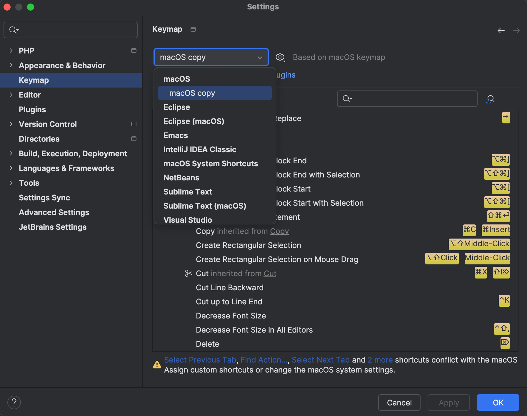 Keyboard shortcuts | PhpStorm Documentation
