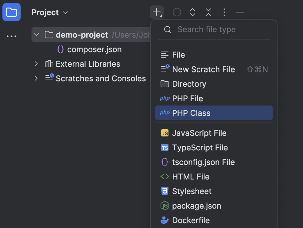Add files and folders to projects | PhpStorm Documentation