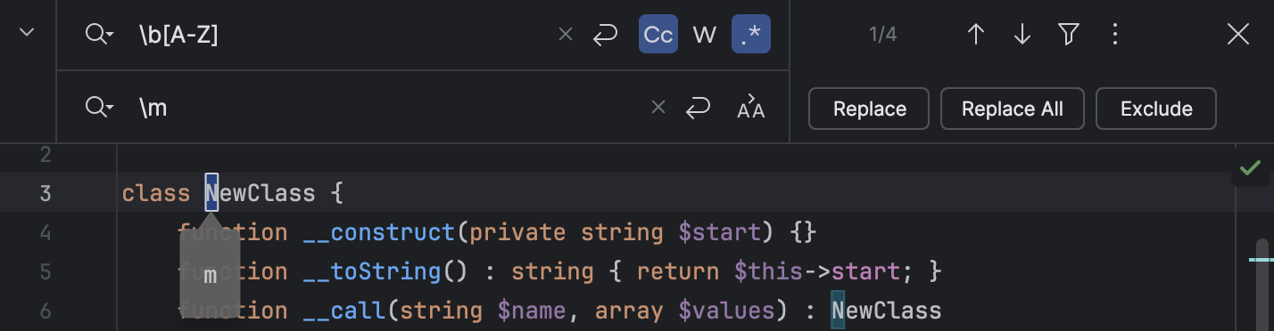 Find and replace text using regular expressions | PhpStorm Documentation
