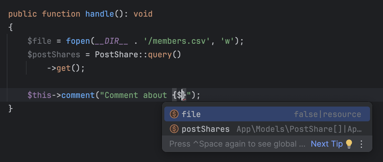 Code completion | PhpStorm Documentation