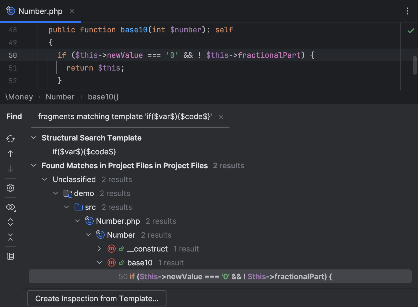 Structural search and replace examples | PhpStorm Documentation