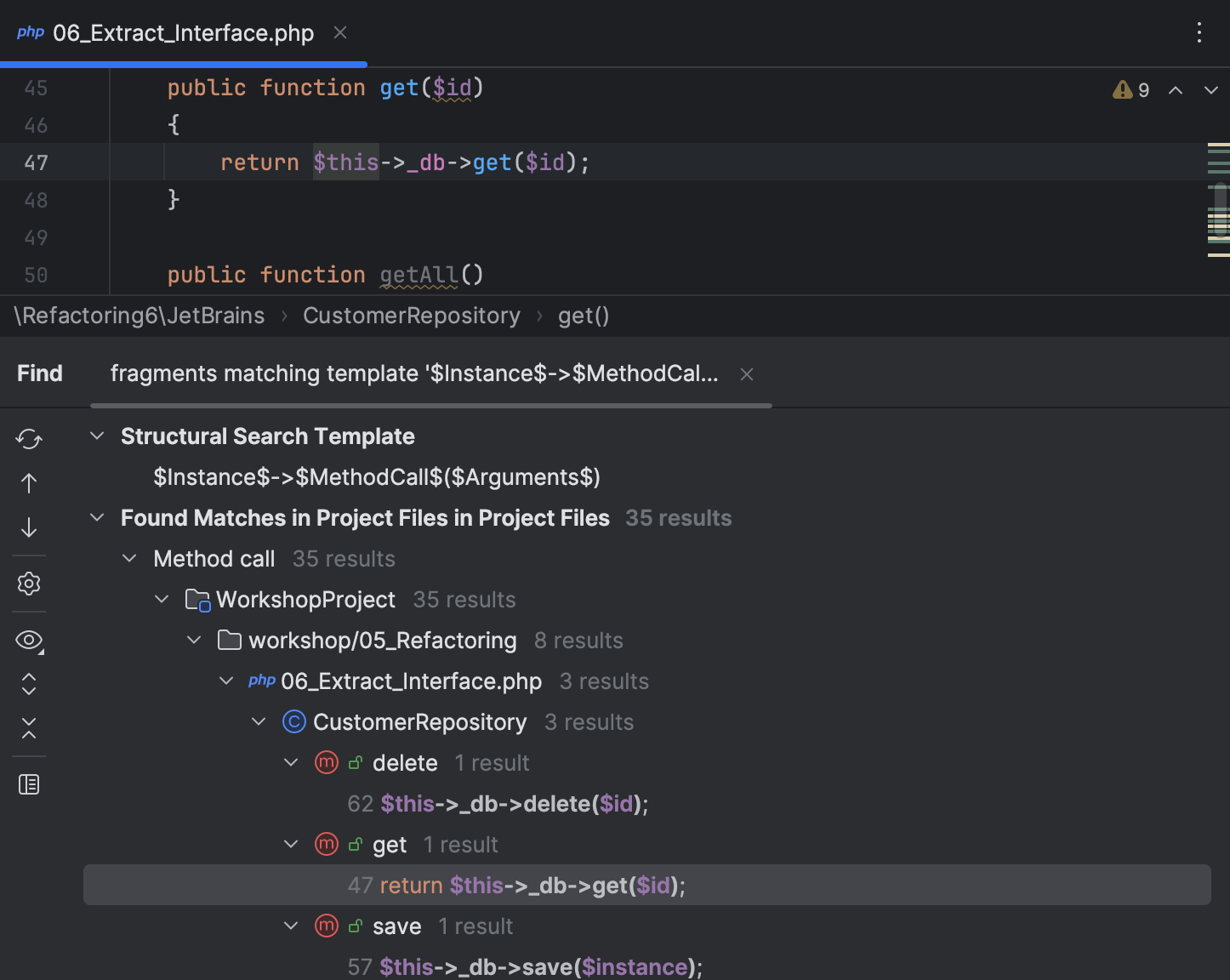 Structural search and replace examples | PhpStorm Documentation