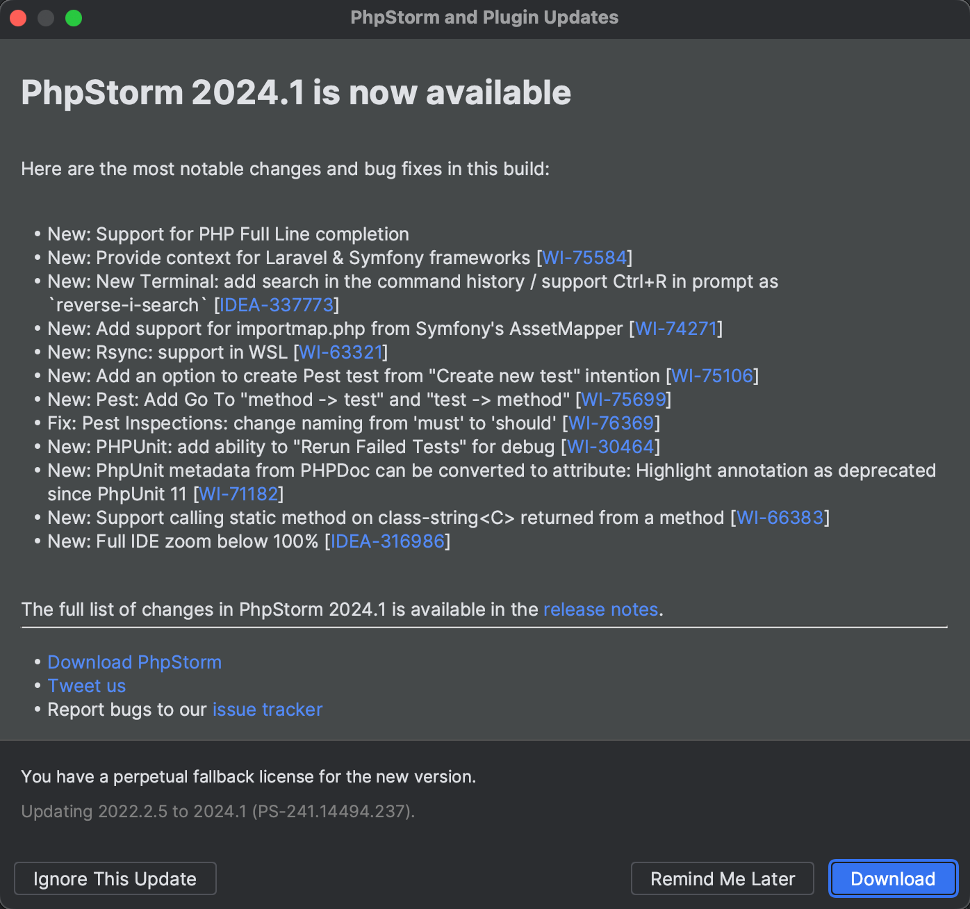 Update PhpStorm | PhpStorm Documentation