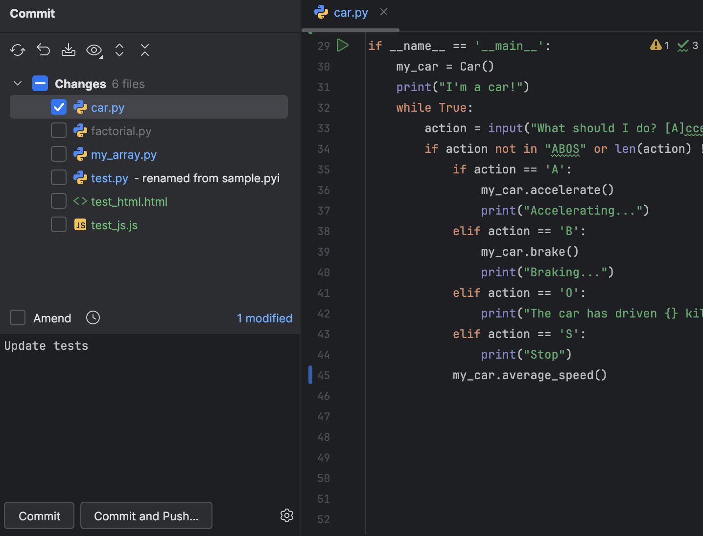 提交变更并将其推送到 Git 仓库 | PyCharm 文档