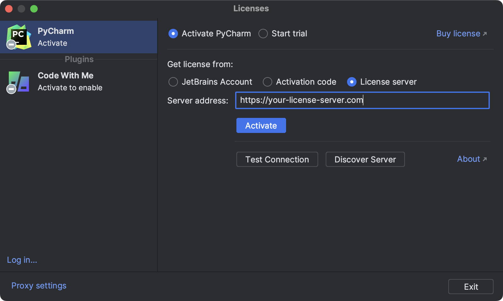 PyCharm License Activation Dialog | PyCharm Documentation