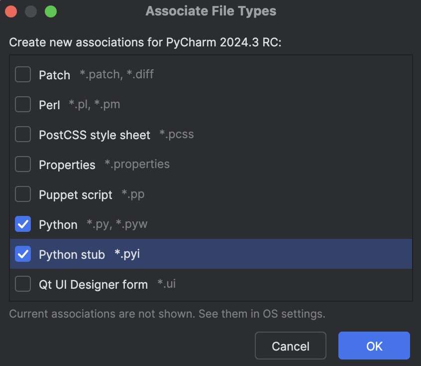 File type associations | PyCharm Documentation
