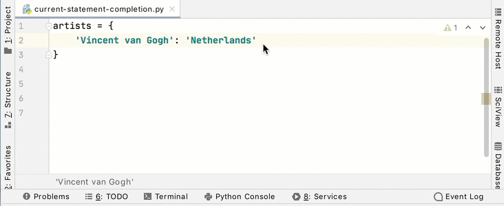 Code completion | PyCharm Documentation