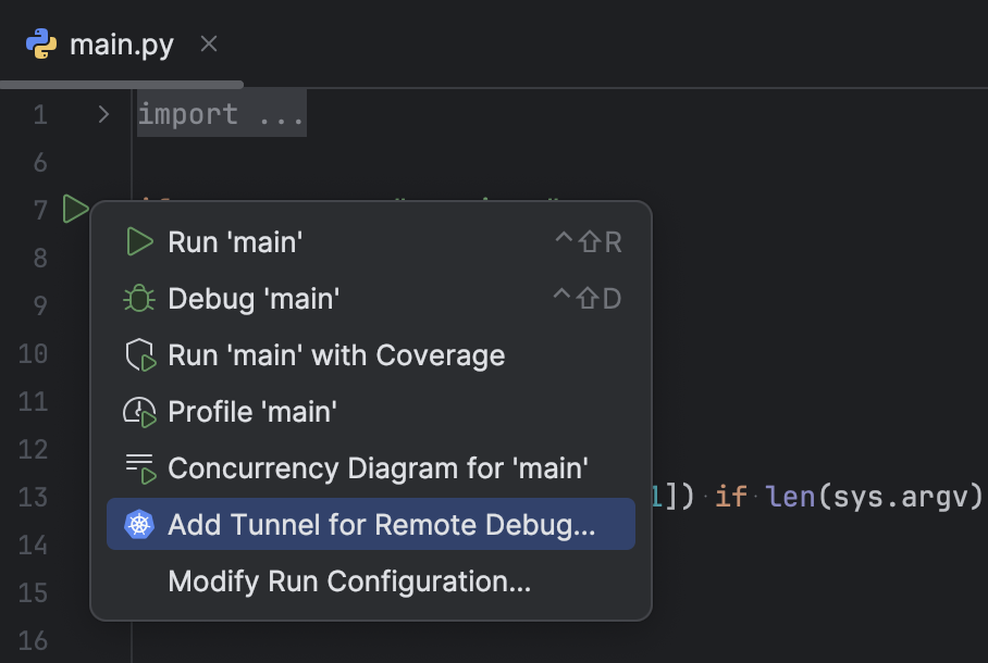 Remote debugging using Telepresence | PyCharm Documentation