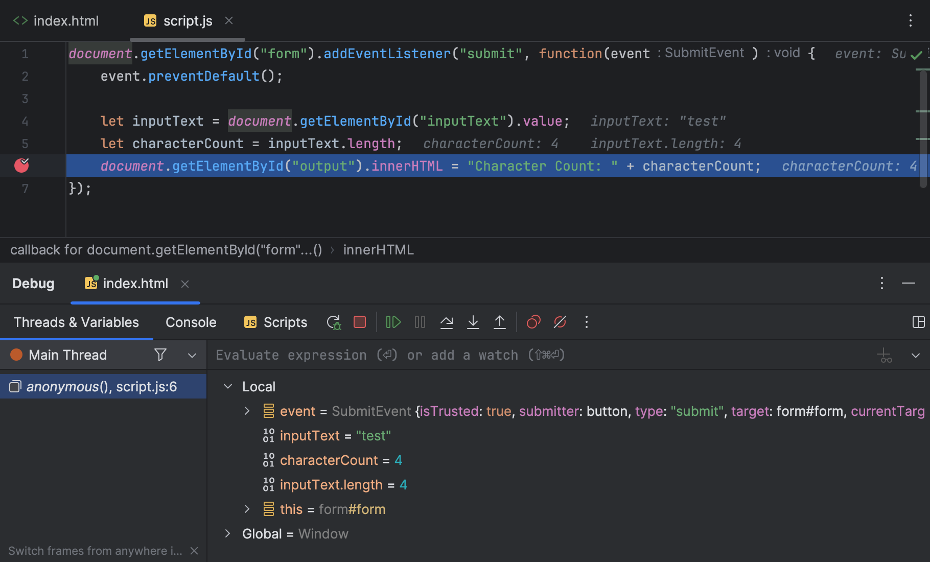 Part 3. Debugging JavaScript | PyCharm Documentation