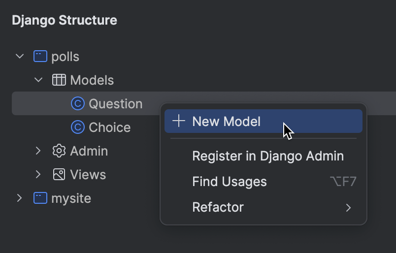 Django 结构工具窗口 | PyCharm 文档